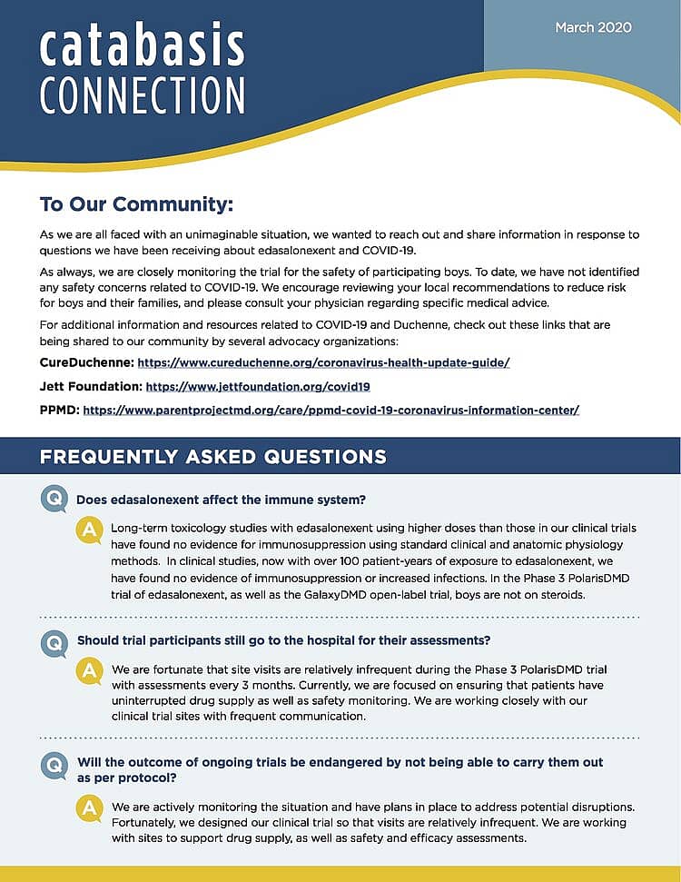 Catabasis Pharmaceuticals Shares March Newsletter - Jett Foundation